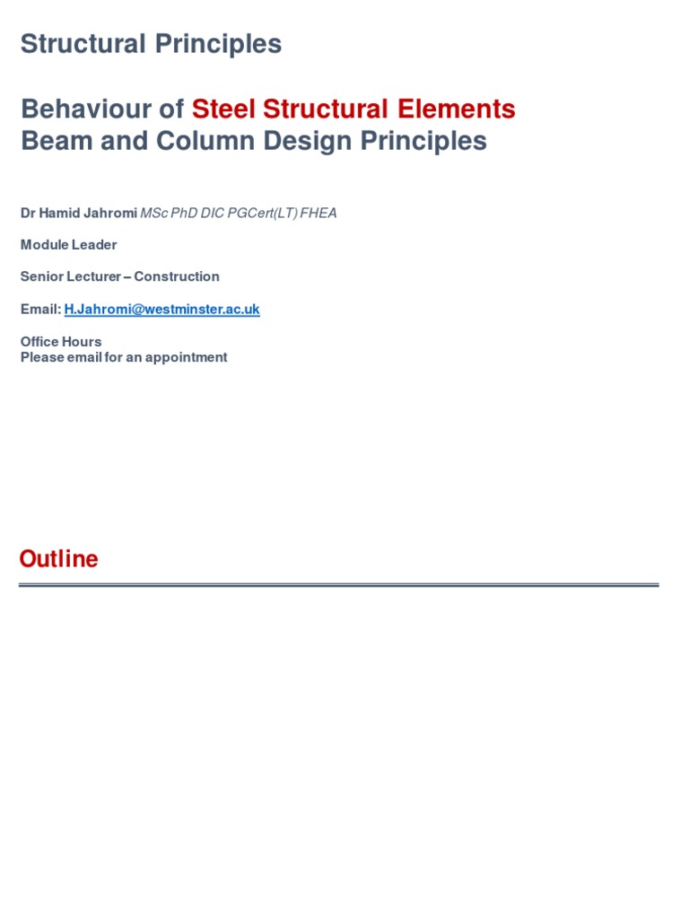 Steel Structural Elements: Structural Principles Behaviour of Beam and ...