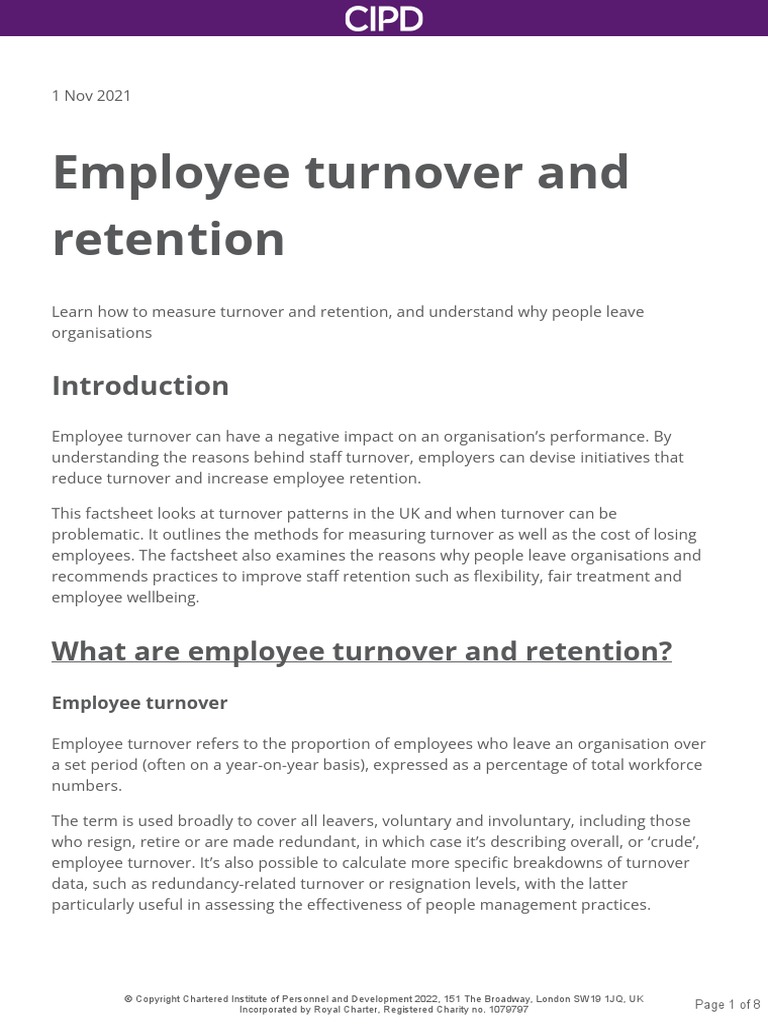 Turnover Retention Factsheet - 20230326T120212 | PDF | Turnover (Employment) | Employee Retention