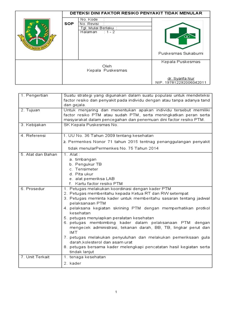 Sop Deteksi Dini | PDF