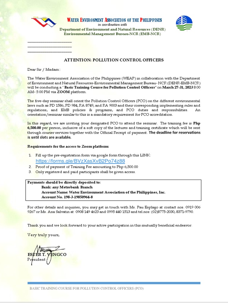 PCO Training Course Announcement 2023 | PDF | Business