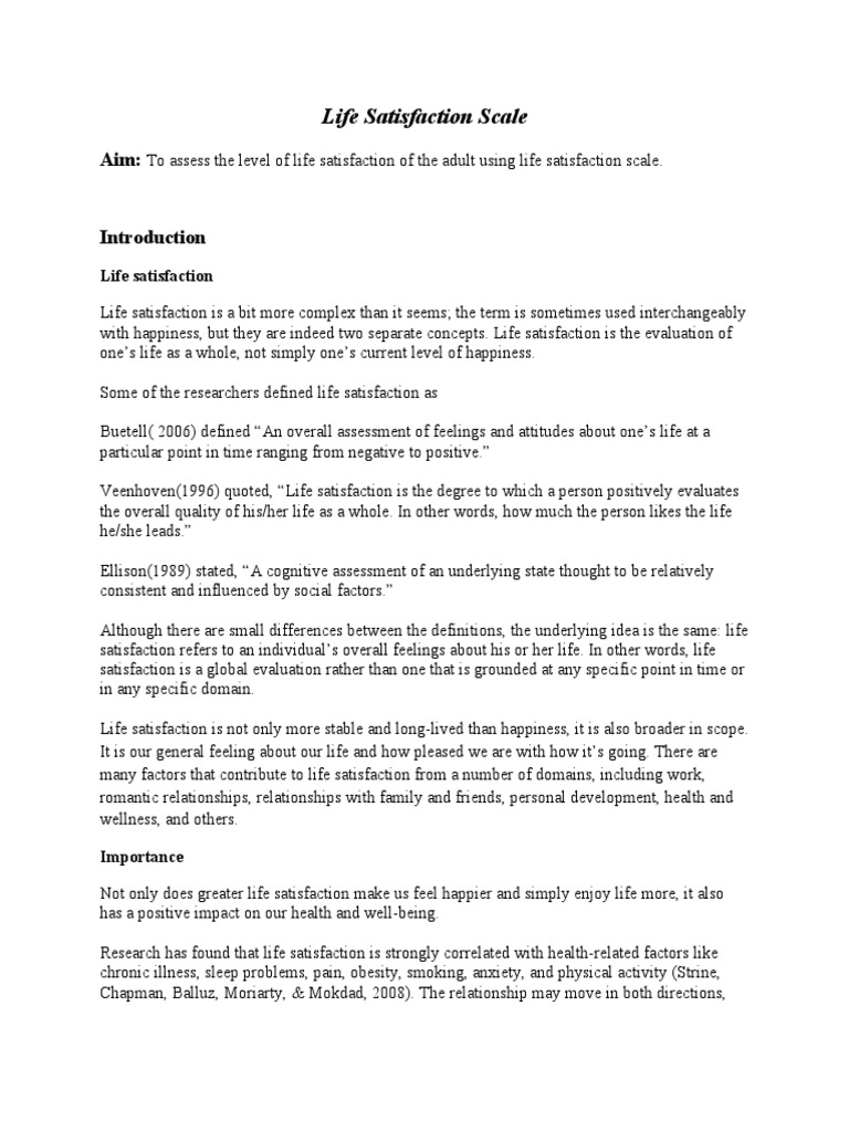 Life Satisfaction Scale Assessment Guide | PDF | Happiness | Standard Score
