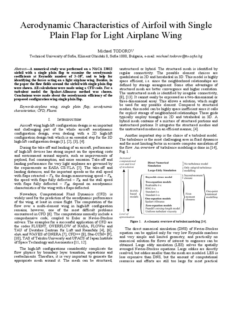 Aerodynamic Characteristics of Airfoil With Single Plain Flap For Light ...