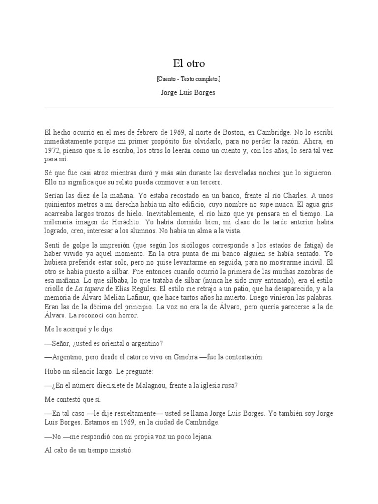 El Otro, Jorge Luis Borges. | PDF