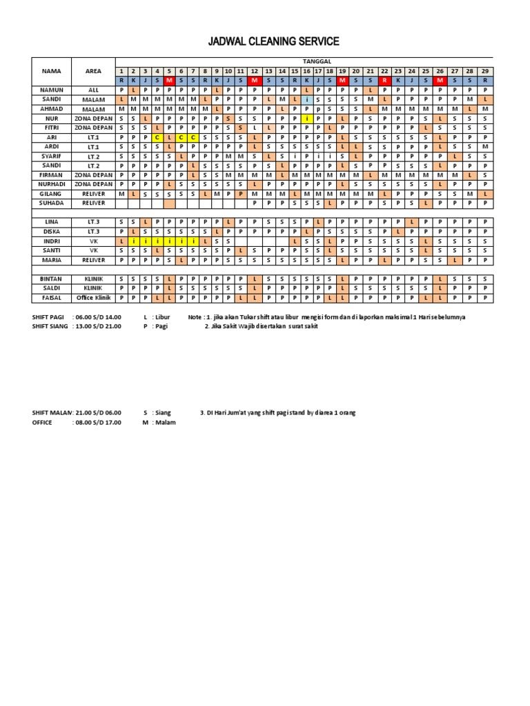 Jadwal Cleaning Service | PDF