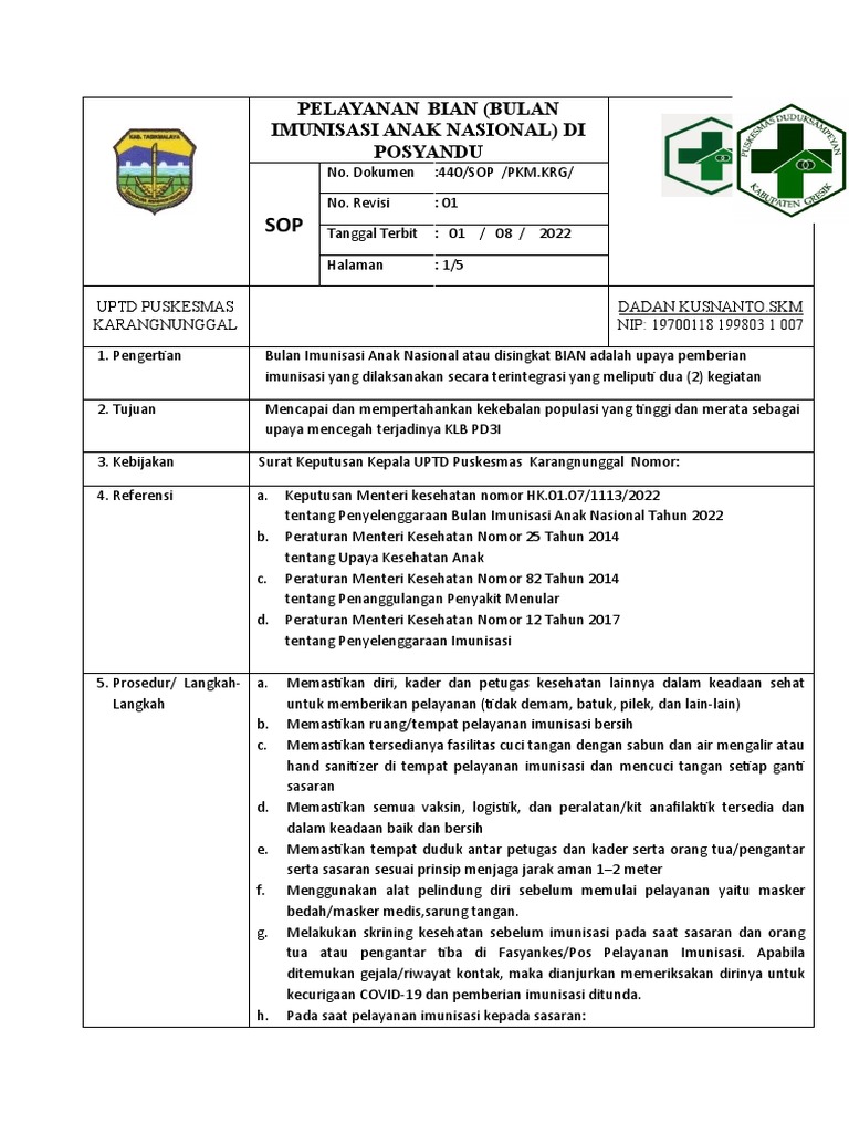 Sop Pelaksanaan Bian | PDF