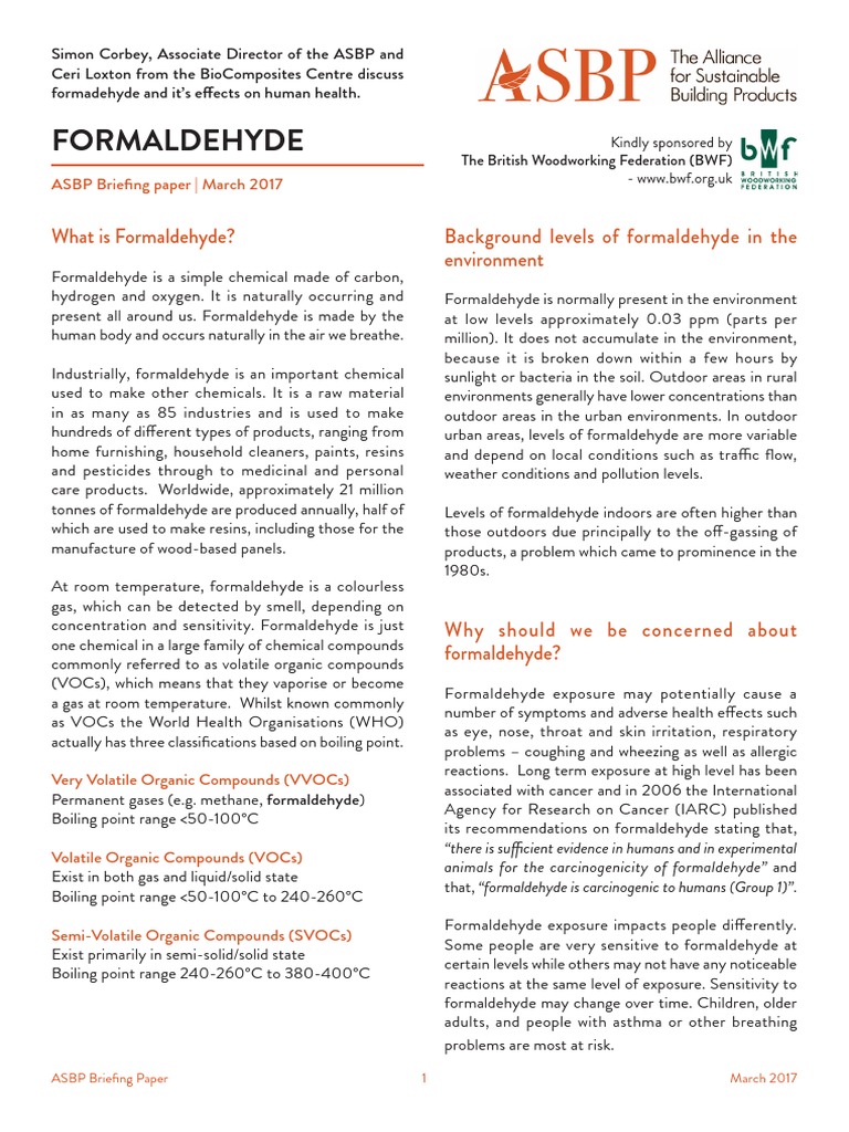 Paper Formaldehyde | PDF | Formaldehyde | Volatile Organic Compound