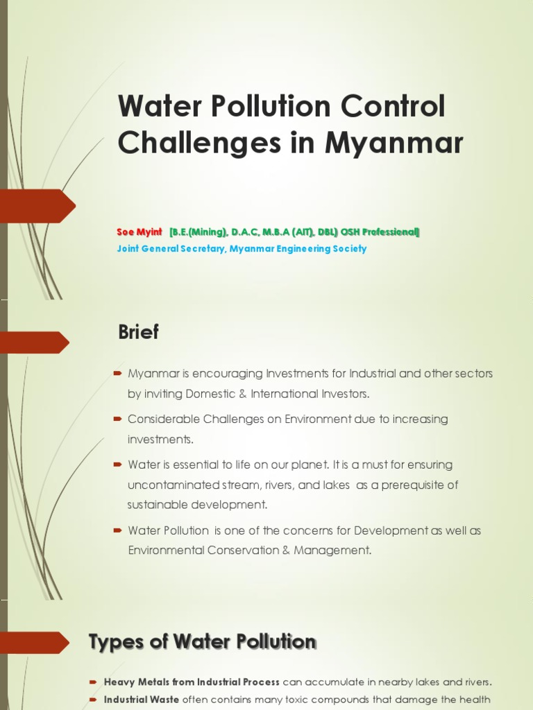 3.water Pollution Control Challenges in Myanmar - 2 | PDF | Water ...