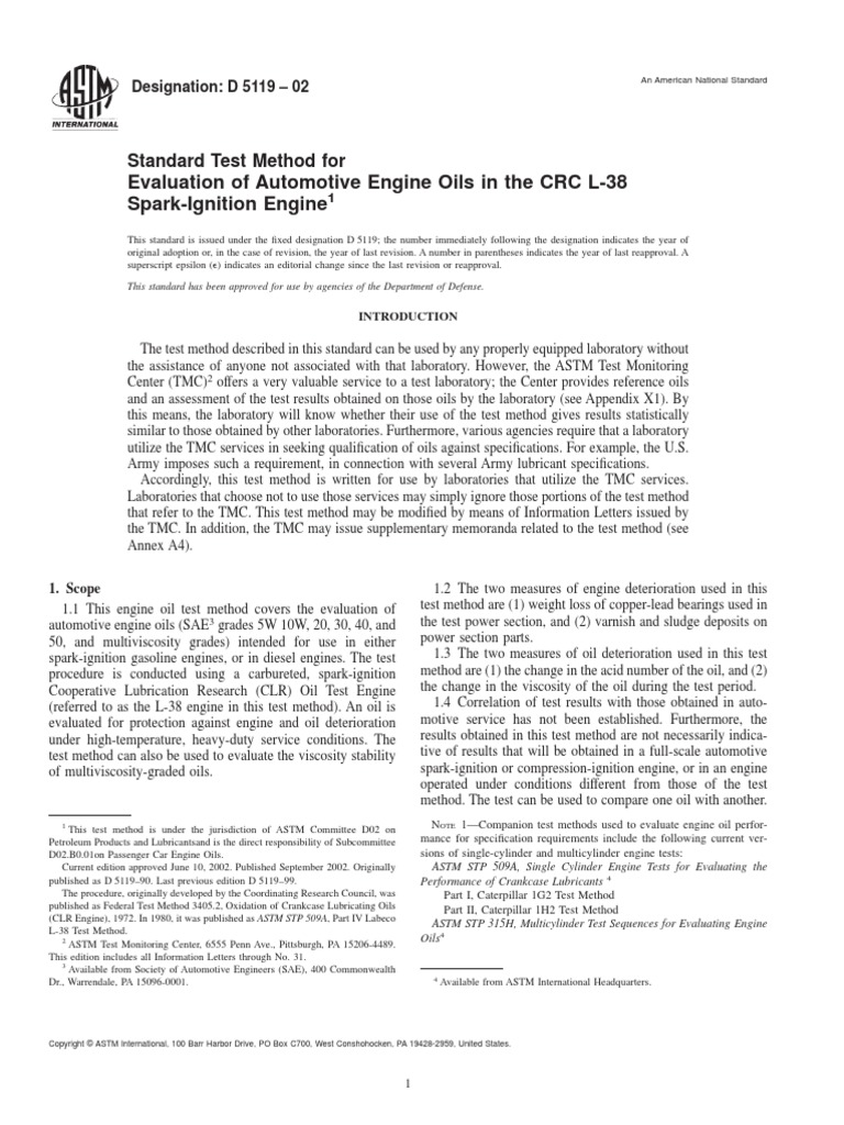 Evaluation of Automotive Engine Oils in The CRC L-38 Spark-Ignition ...