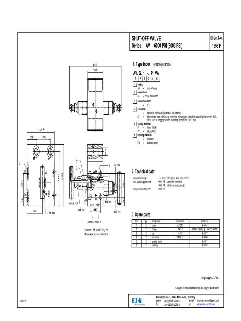 AV Series Shut-Off Valve Specifications | PDF | Valve | Hydraulics