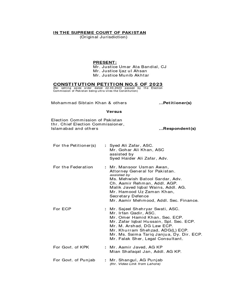 Supreme Court Ruling on Punjab Elections | PDF | Government | Pakistan