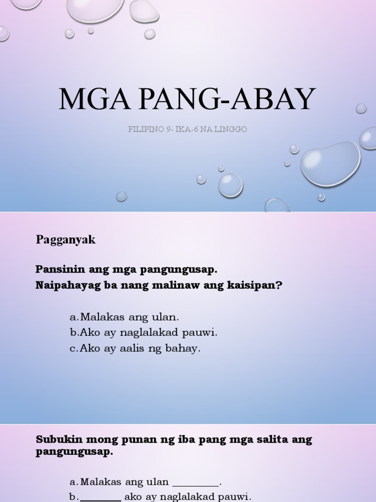 Mga Pang-Abay 23 | PDF