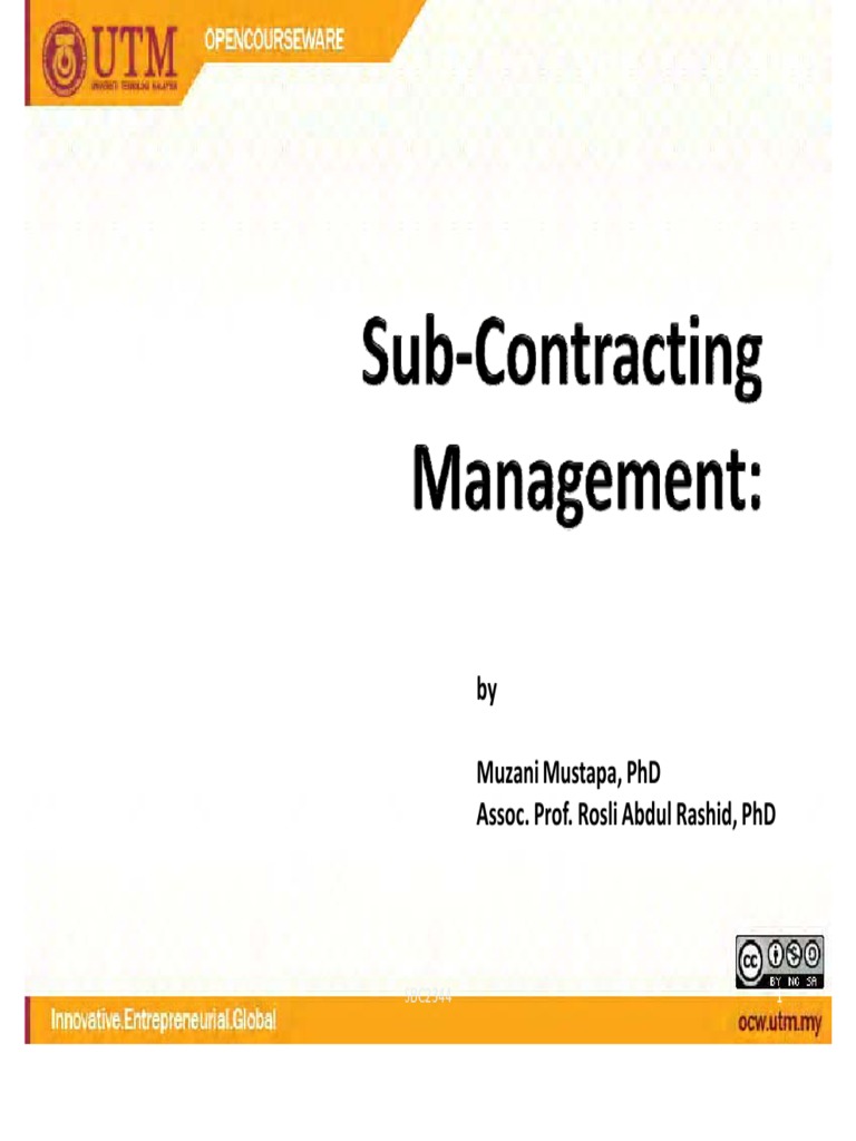 OCW SubContract Management | PDF | General Contractor | Subcontractor
