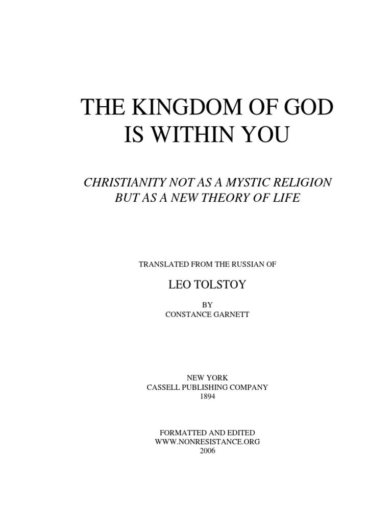 The Kingdom of God Is Within You - Leo Tolstoy | PDF | Jesus | Leo Tolstoy