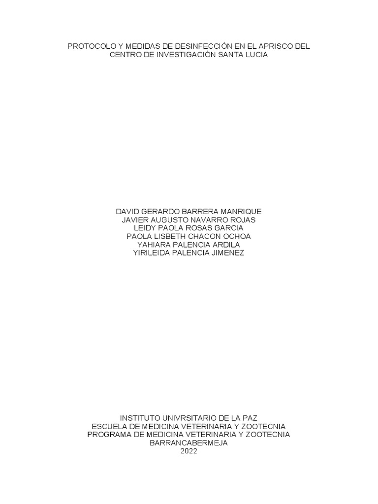 Protocolo de Desinfeccion en Aprisco | PDF | Alimentos | Oveja