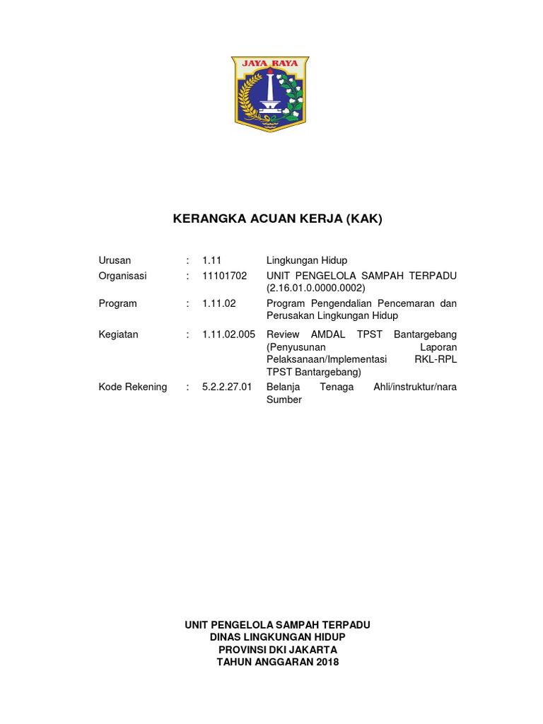Kak Implementasi Amdal 2672018 | PDF