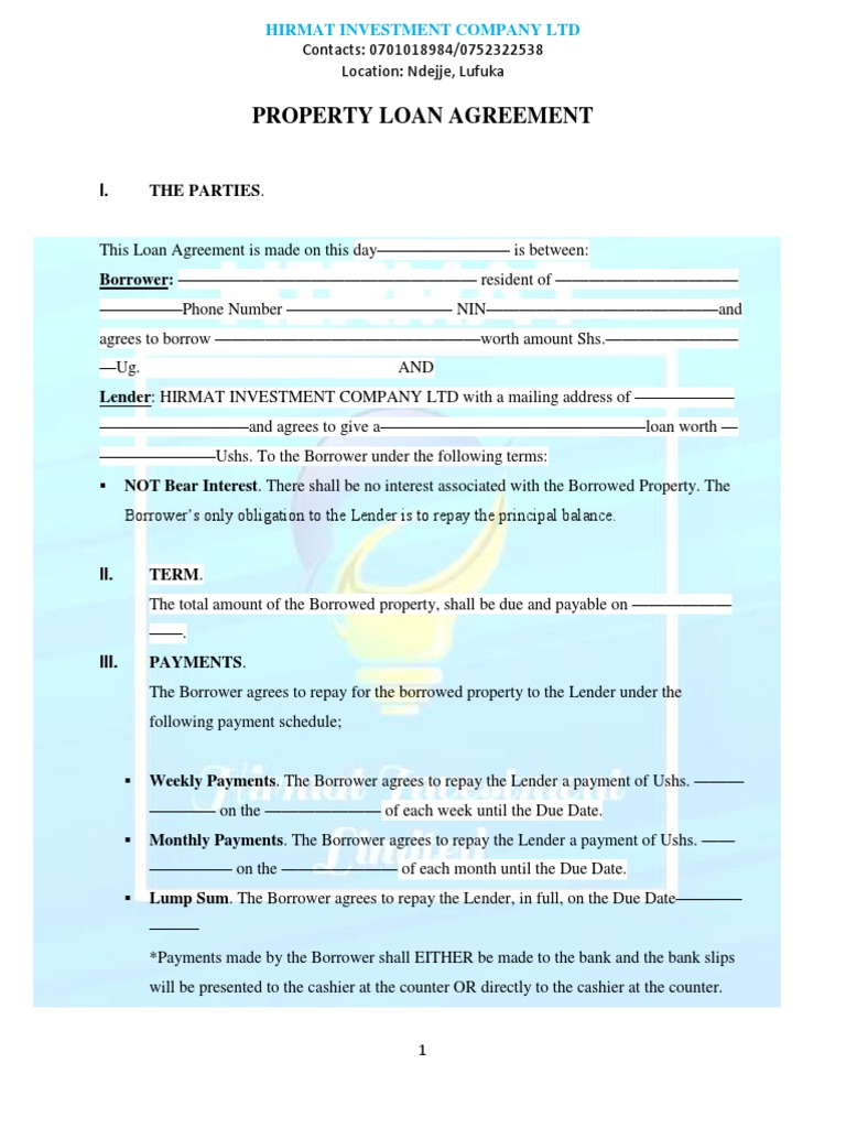 Loan Agreement 2 | PDF | Loans | Business