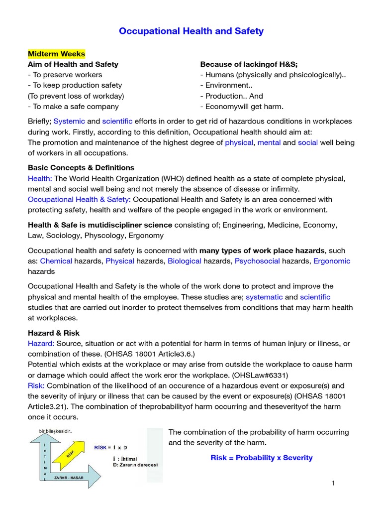 Occupational Health and Safety Class Notes | PDF | Occupational Safety ...