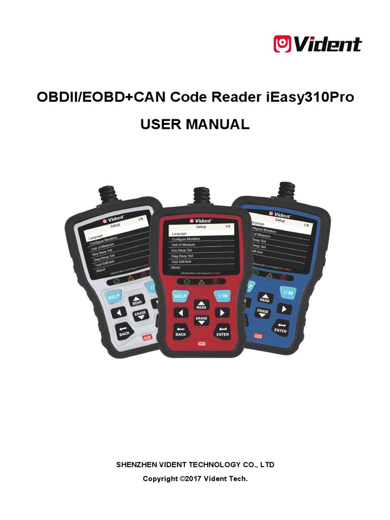 Vident Ieasy310 OBDII (EOBD) +CAN Code Reader User Manual EN V1.0 | PDF | Manufactured Goods ...