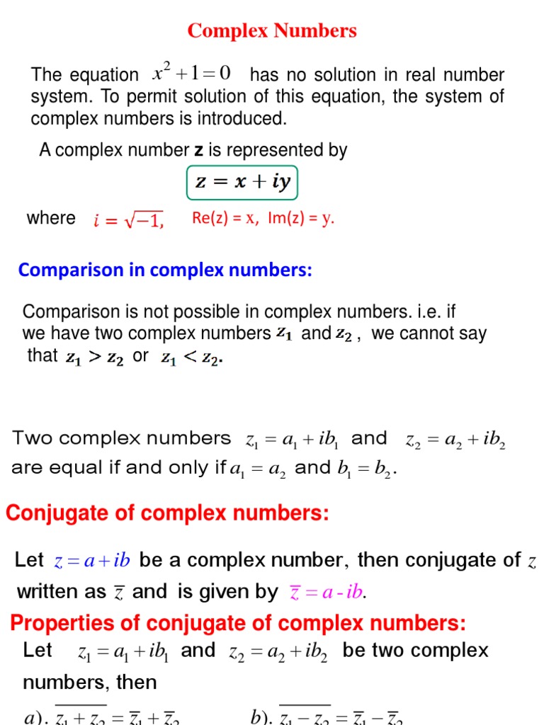 Comparison in Complex Numbers | PDF | Complex Number | Mathematical Relations