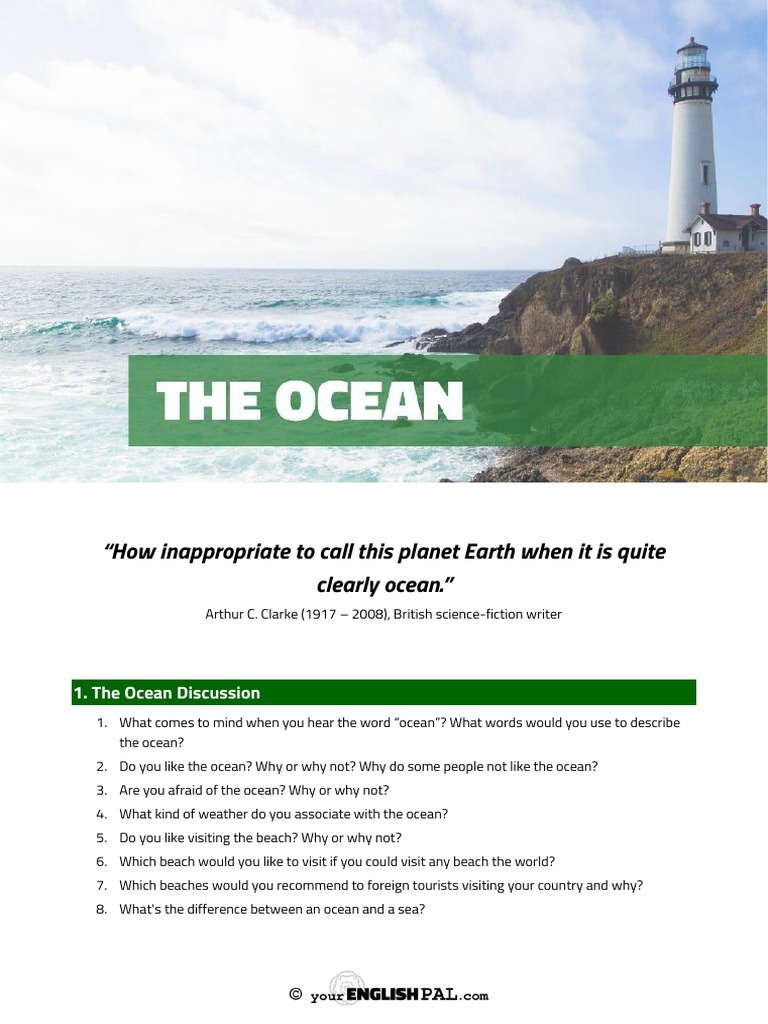 Your English Pal ESL Lesson Plan Ocean Student v3 | PDF | Oceans | Sea