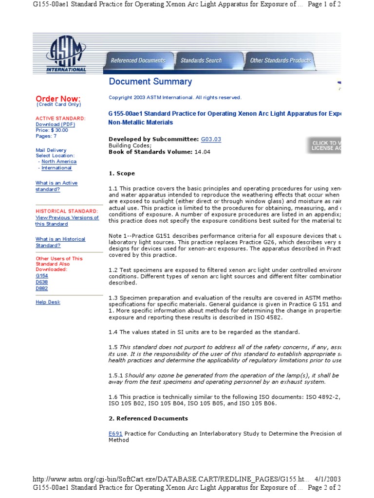 Astm g155 HTML | PDF | Exposure (Photography) | Applied And Interdisciplinary Physics