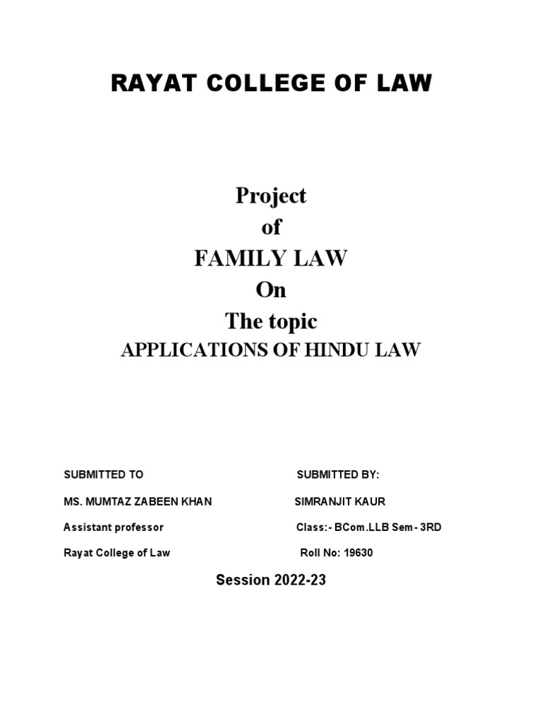 Applications of Hindu Law Explained | PDF | Religious Conversion | Dalit