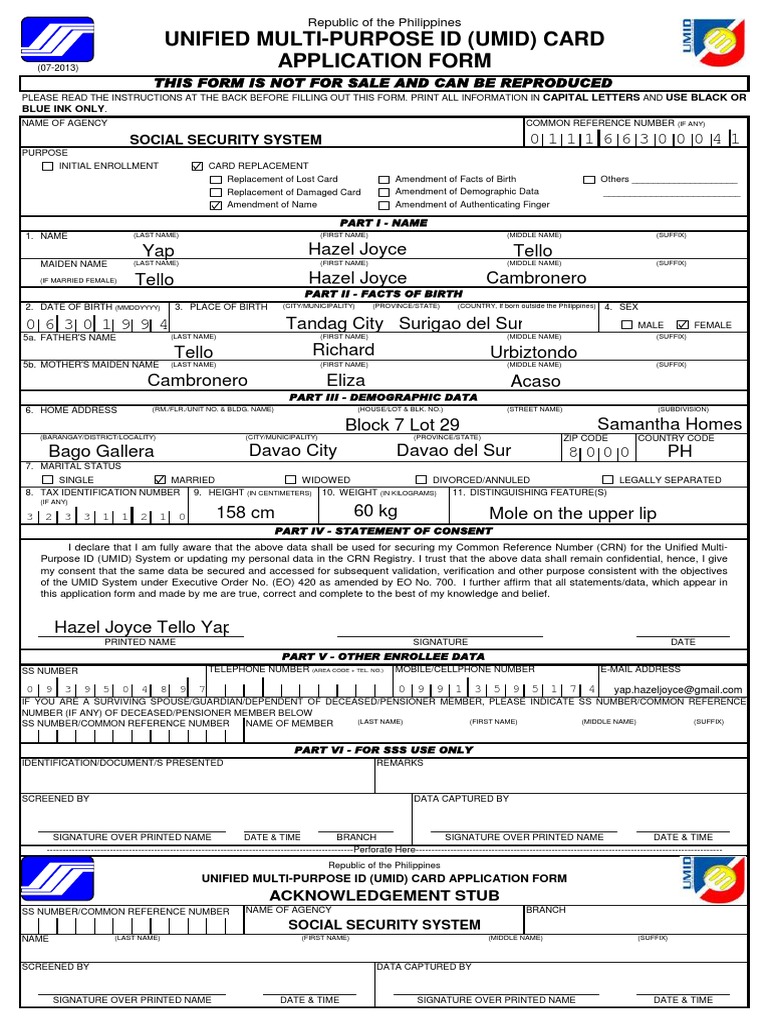 SSSForms UMID Application | PDF | Identity Document | Government And ...