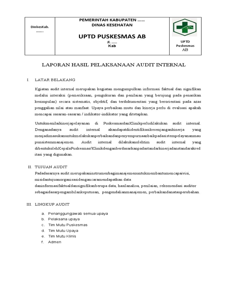 5.1. LAPORAN HASIL AUDIT INTERNAL Baru | PDF