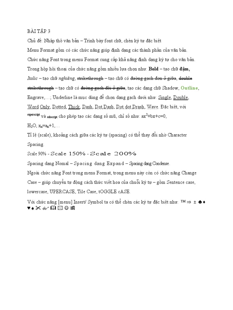 Italic - T o CH Nghiêng, Strikethrough - T o CH Có Đư NG G CH Đơn Gi A, Double | PDF