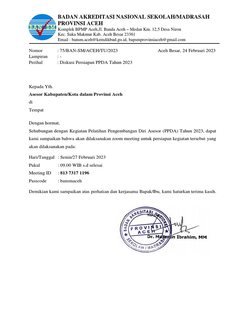 Surat Diskusi Persiapan PPDA | PDF