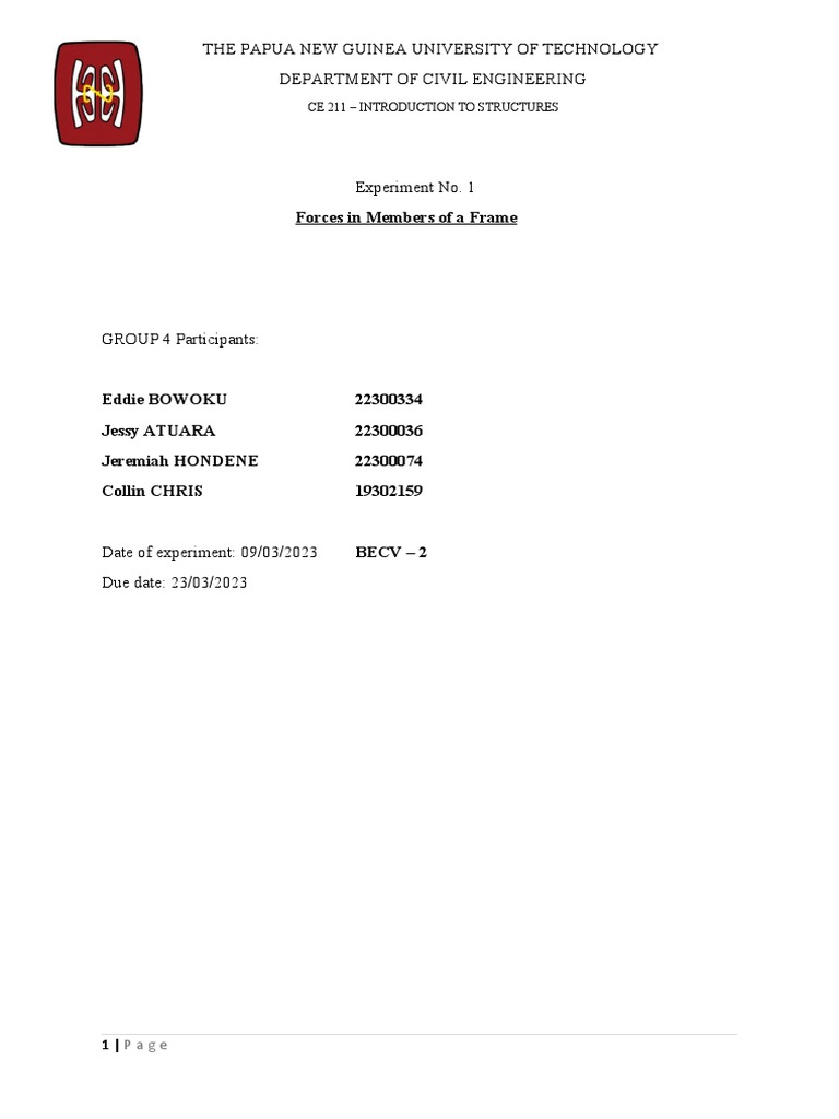 Truss Frame Force Analysis Experiment | PDF | Truss | Stress (Mechanics)