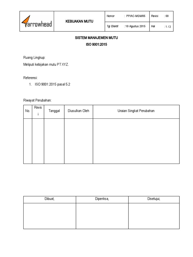 PP 05 - Kebijakan Mutu | PDF