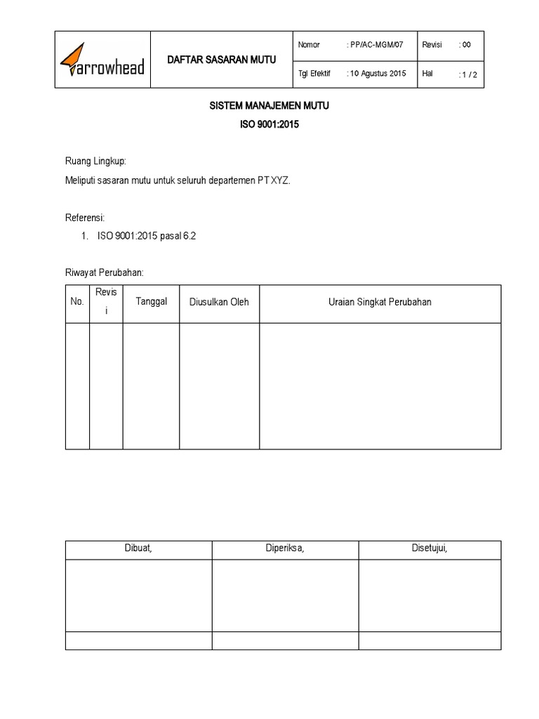 PP 07 - Daftar Sasaran Mutu | PDF | Teknologi & Rekayasa