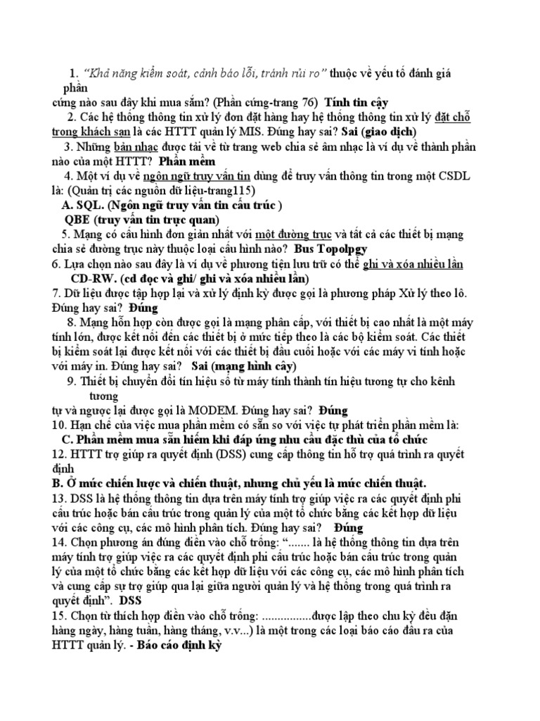 ôn tập htttql | PDF