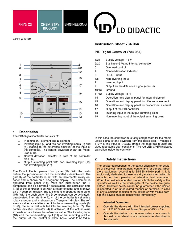 Instruction Sheet 734 064: PID-Digital Controller (734 064) | PDF ...