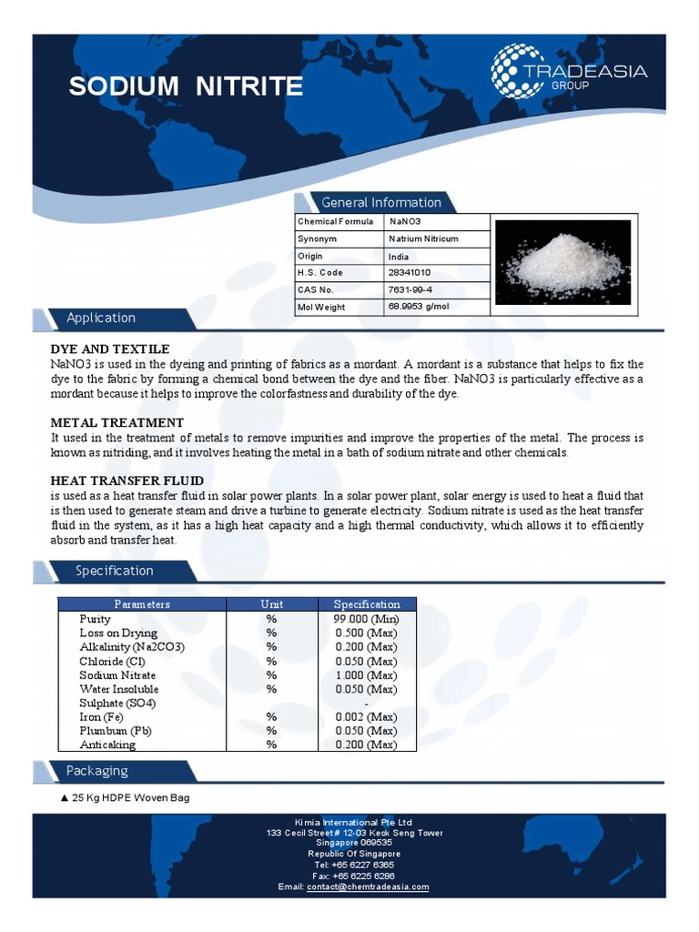 TDS Sodium Nitrate | PDF | Dye | Chemical Substances