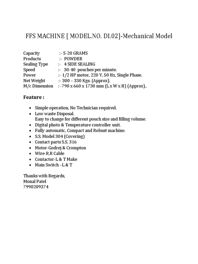 Compact FFS Machine for Powders | PDF | Computers | Technology ...