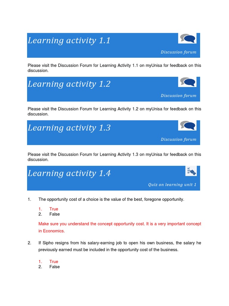Learning Unit 1 Activities Discussion | PDF | Market (Economics ...