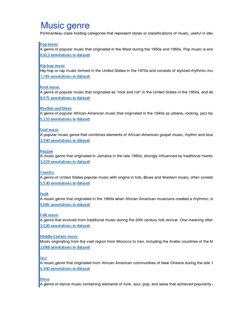 List of Music Genres | PDF | Jazz | Blues