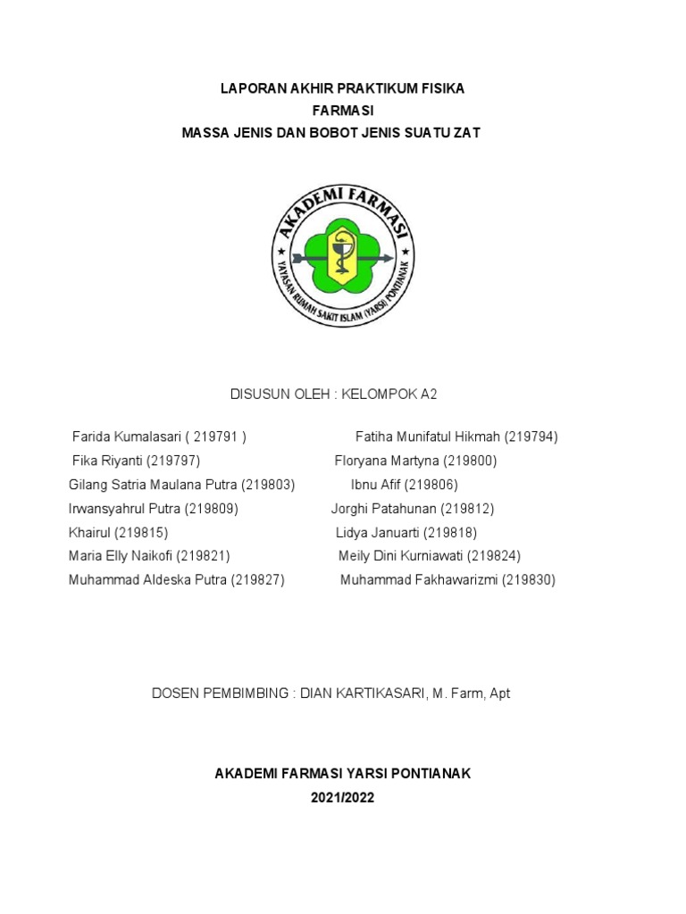 LAPORAN AKHIR PRAKTIKUM FISIKA FARMASI 2 | PDF