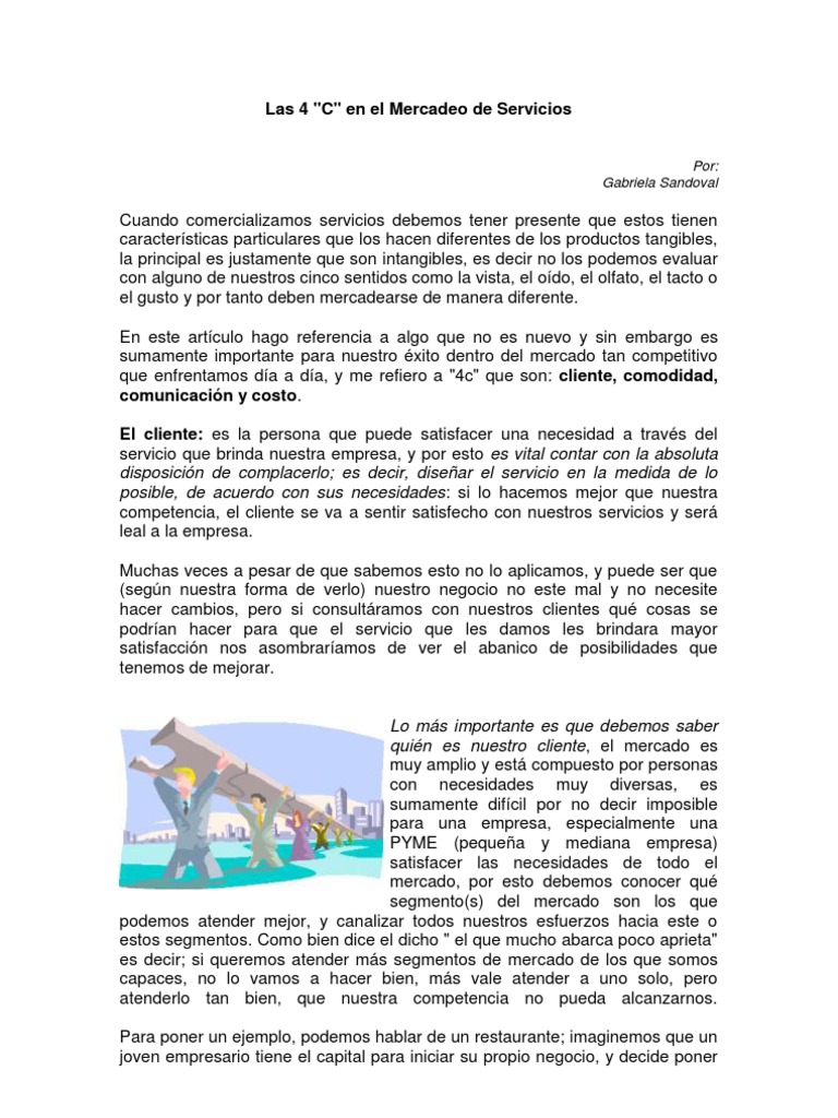 Las 4 C en El Marketing de Servicios | PDF | Marketing | Cliente