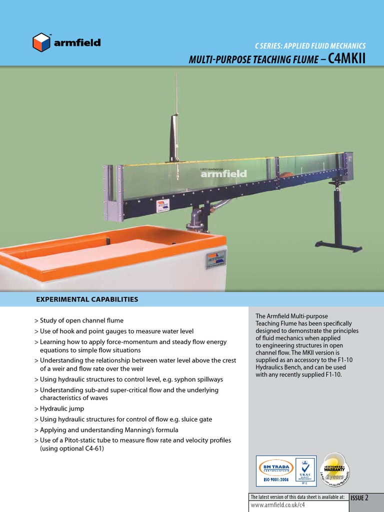 Multi-Purpose-Teaching-Flume-–-C4MKII-Description | PDF | Flow Measurement | Spillway