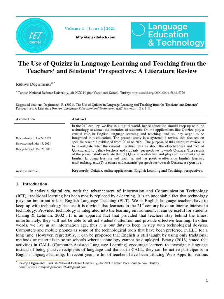 The Use of Quizizz in Language Learning and Teaching From The Teachers ...