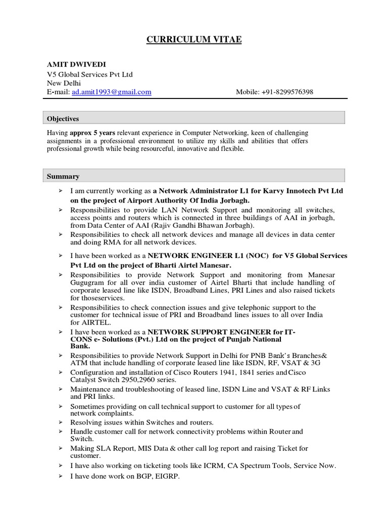 Amit Dwivedi Resume | PDF | Computer Network | Router (Computing) Amit Dwivedi Resume | PDF | Computer Network | Router (Computing)
