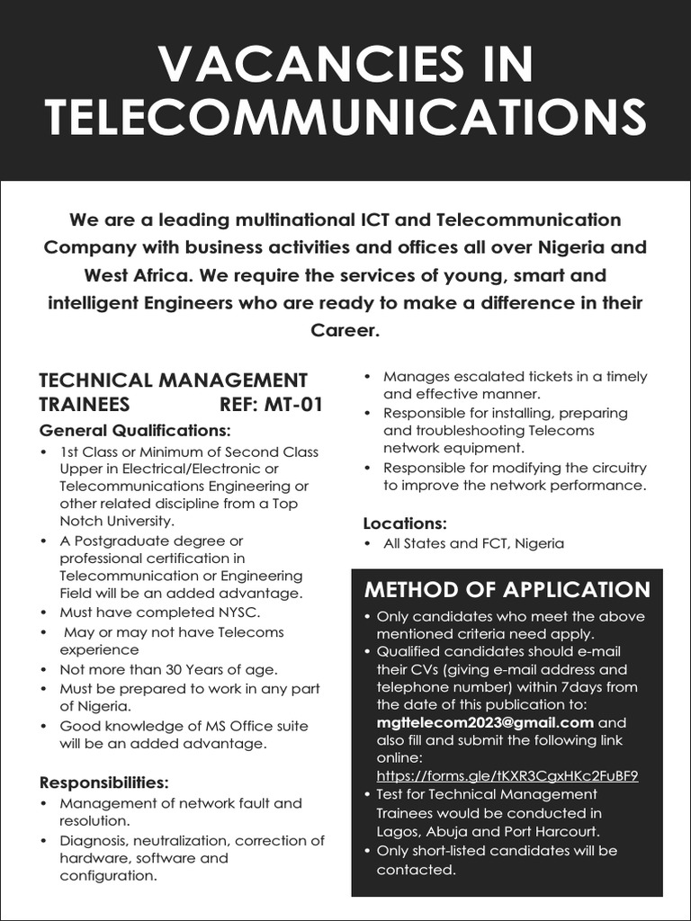 Telecomms Vacancies | PDF