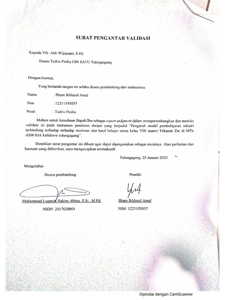 Ilham ikhlasul amal lembar validasi | PDF