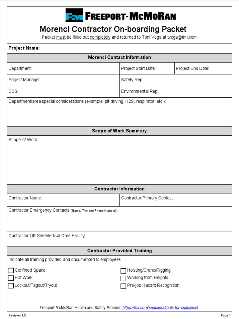 Contractor Onboarding Packet Rev2.0 | Download Free PDF | Waste Contractor Onboarding Packet Rev2.0 | Download Free PDF | Waste