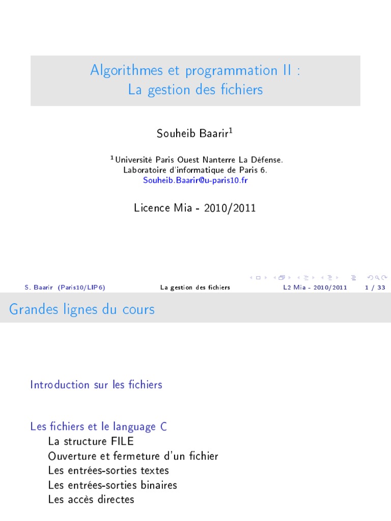 Gestion Des Fichiers | PDF | Pointeur (programmation) | Fichier texte