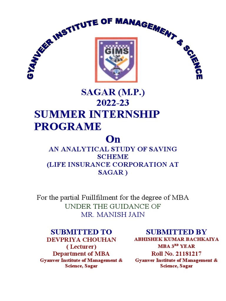 Project Report On LIC | PDF | Insurance | Life Insurance