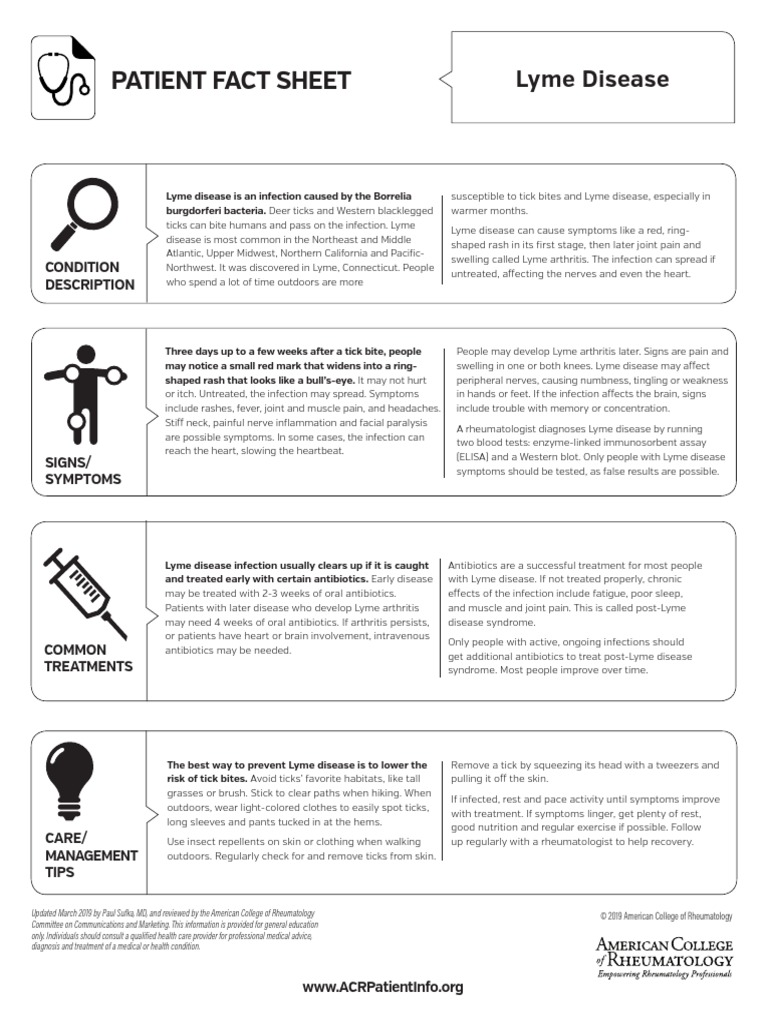 Lyme Disease Fact Sheet | Download Free PDF | Lyme Disease | Clinical ...
